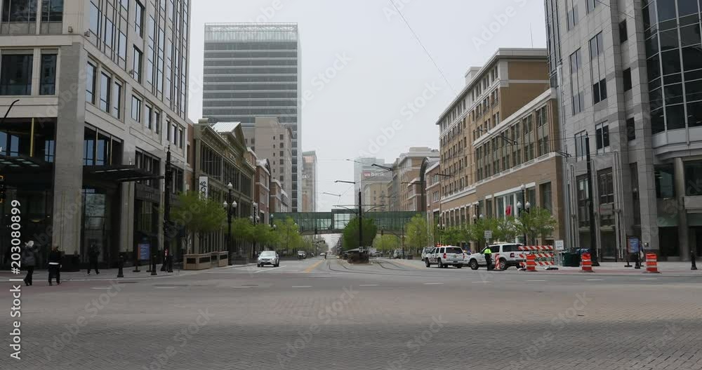 Salt Lake City Utah Main street business district establishing. Traffic ...