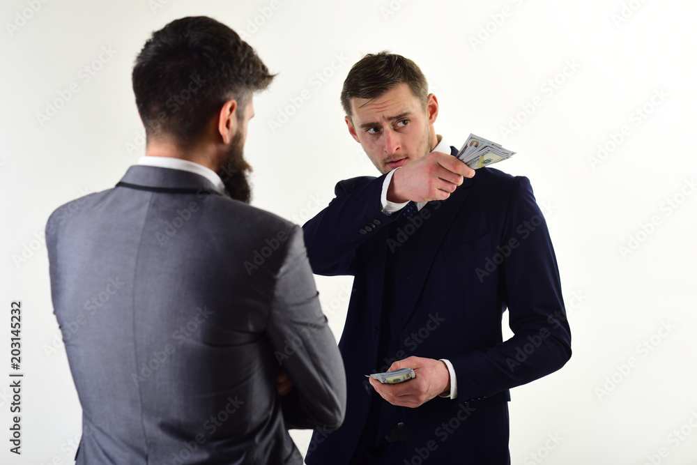 Businessmen, business partners counting profit. Meeting of reputable ...