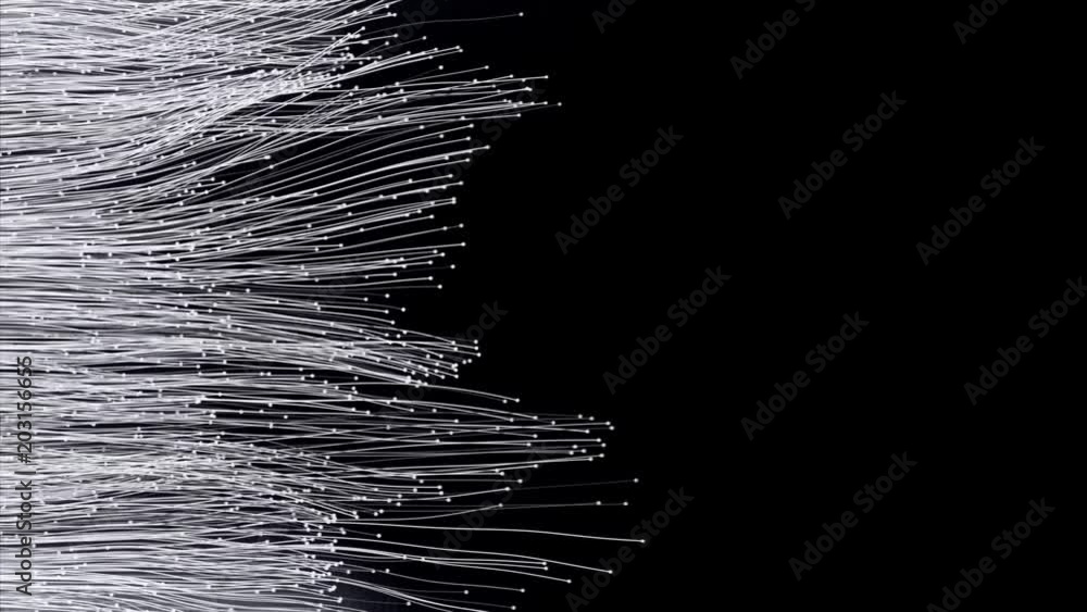 Fiber optic cables spread out across the frame. Abstract 4K UHD ...