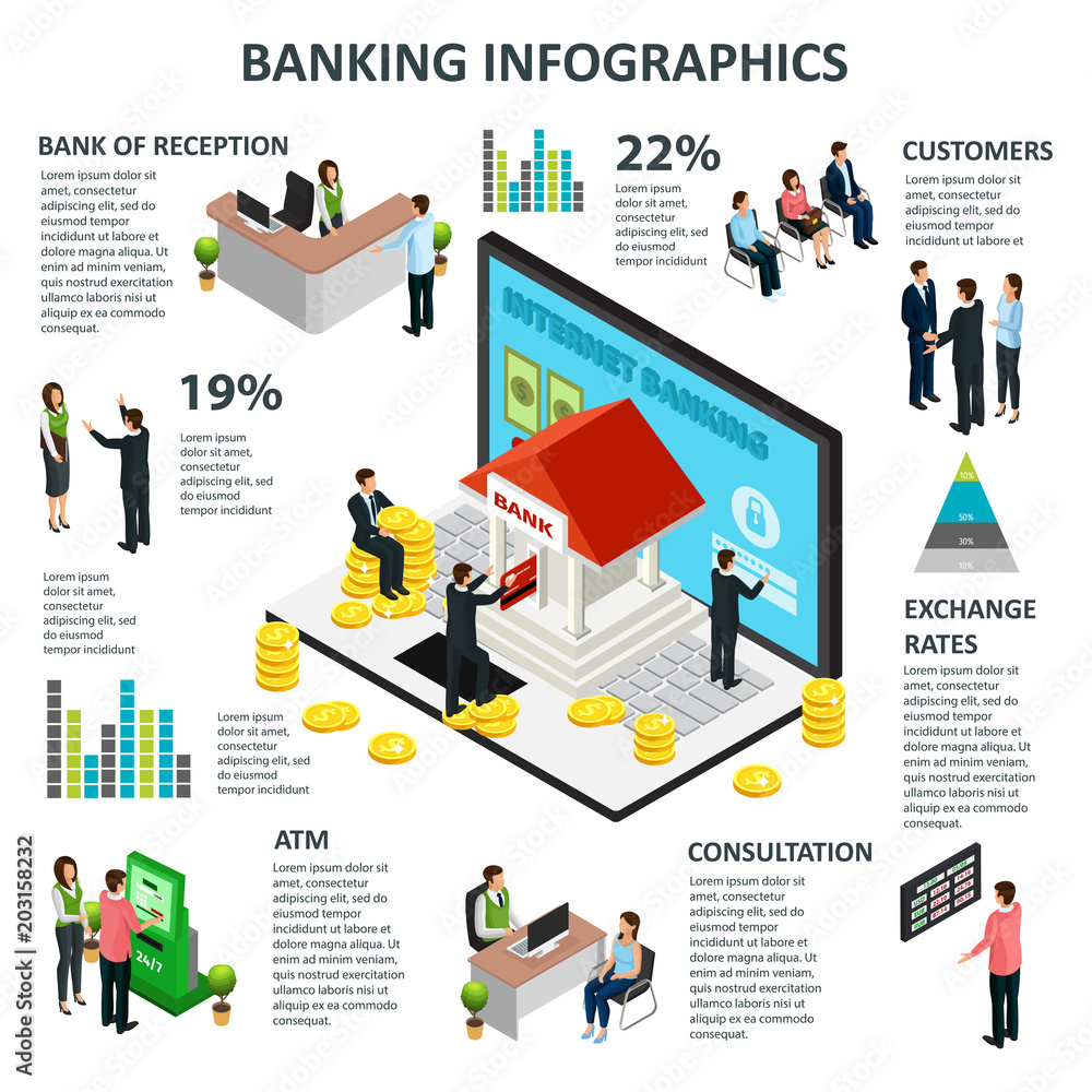 Isometric Banking Infographic Concept Stock Vector | Adobe Stock