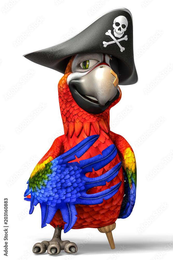 pirate parrot cartoon Stock Illustration | Adobe Stock