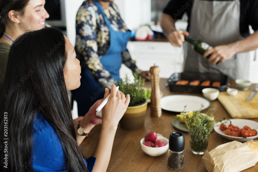 Diverse people joining cooking class Stock Photo | Adobe Stock