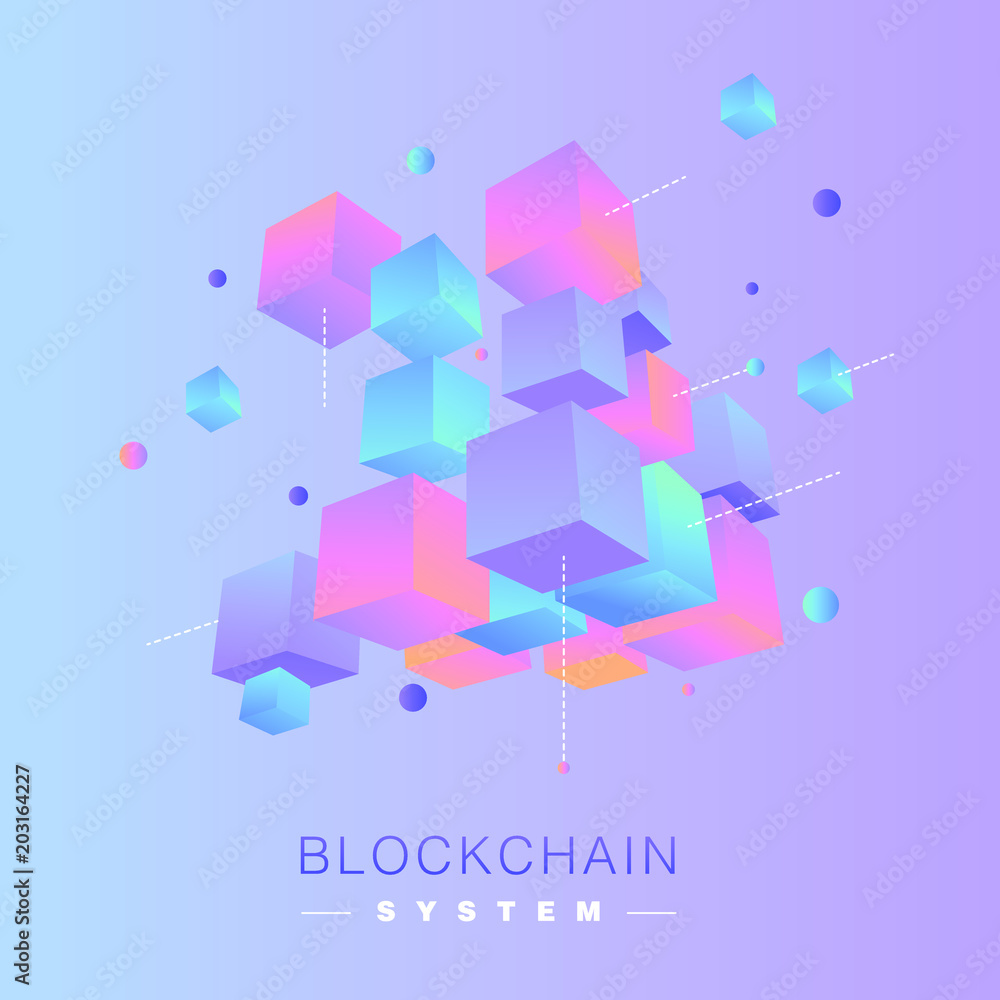 Blockchain vector illustration. Bitcoin and Ethereum trading concept ...