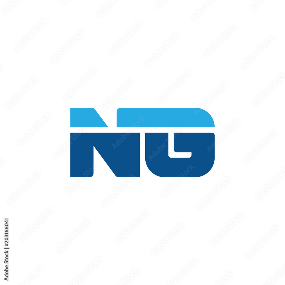 Initial letter NG, straight linked line bold logo, simple flat blue ...