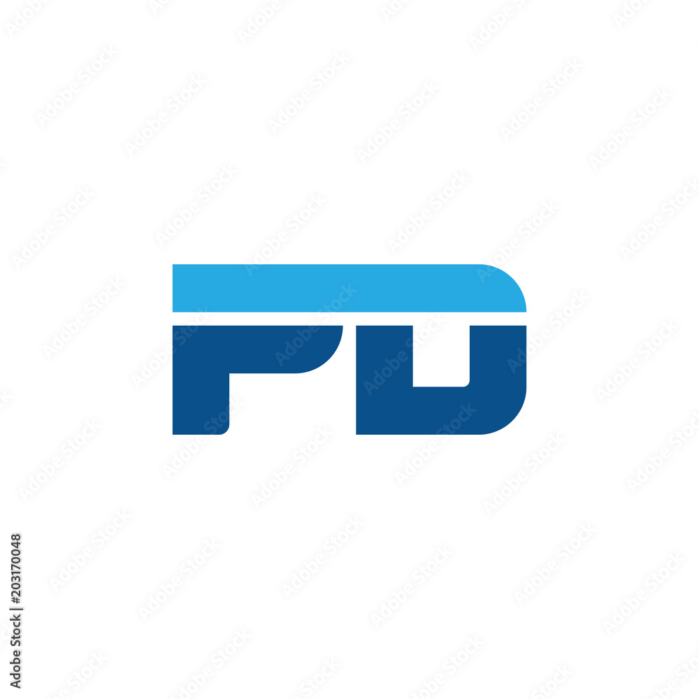 Initial letter PD, straight linked line bold logo, simple flat blue ...