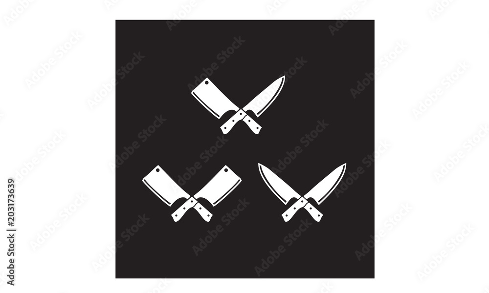 Vintage Retro Knife Cleaver Cross sign Butcher Butchery Meat Logo ...