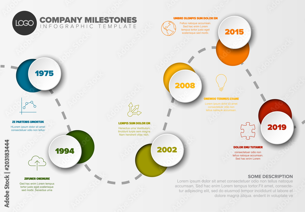 Simple timeline with some facts and icons Stock Vector | Adobe Stock