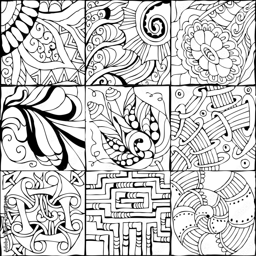 Hand drawn zentangle background for coloring page Stock Vector | Adobe ...