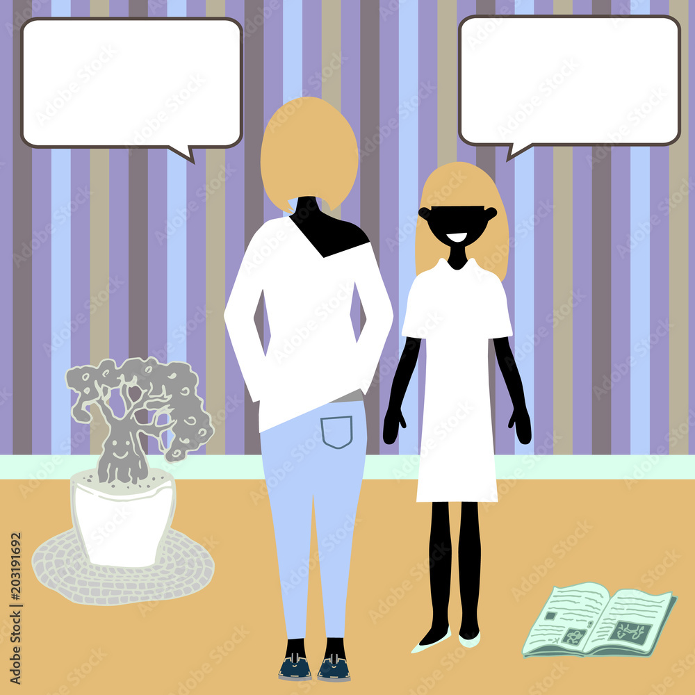 Vector cartoon funny characters speaking Stock Vector | Adobe Stock