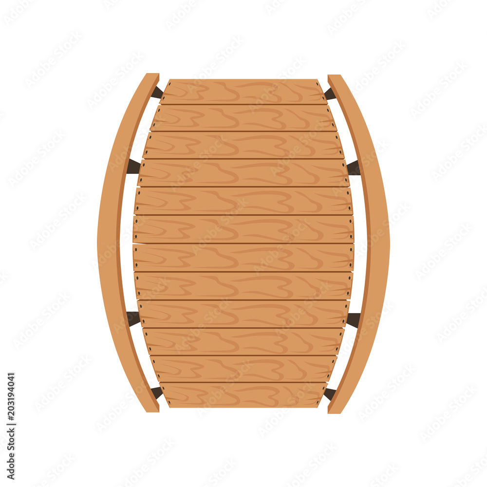 Wooden bridge, landscape design element, top view vector Illustration ...