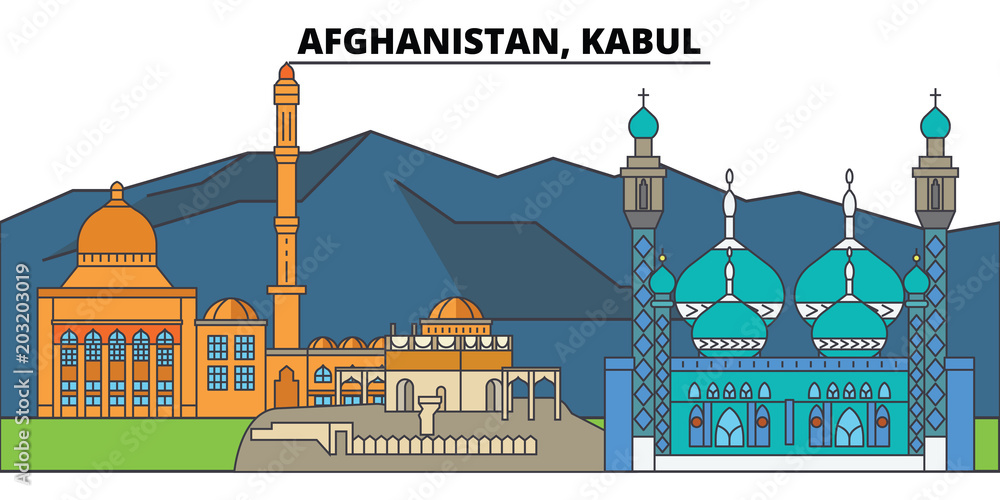 Afghanistan, Kabul. City skyline, architecture, buildings, streets ...