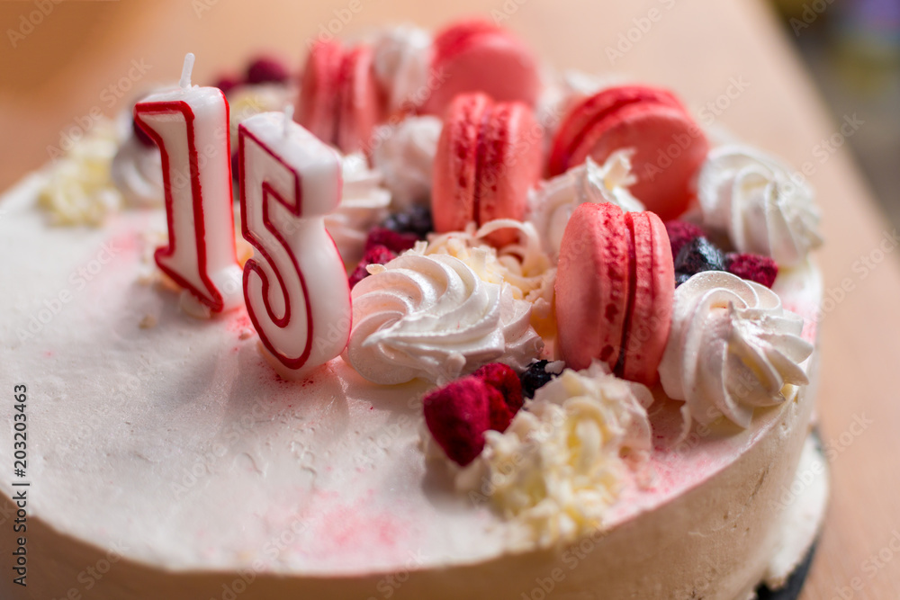 Birthday cake for 15 years old girl Stock Photo | Adobe Stock