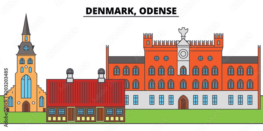 Denmark, Odense. City skyline, architecture, buildings, streets ...