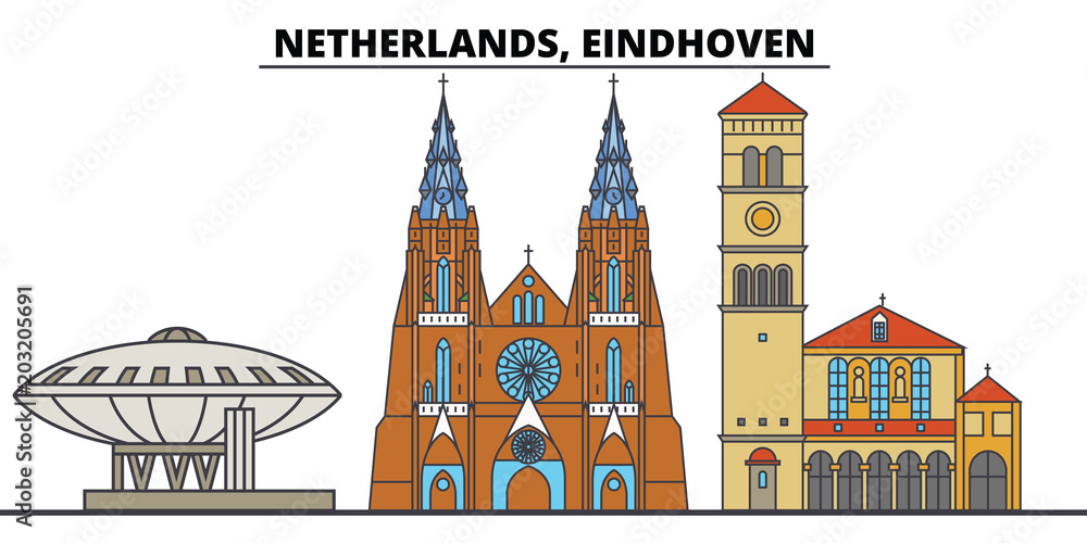 Netherlands, Eindhoven. City skyline, architecture, buildings, streets ...