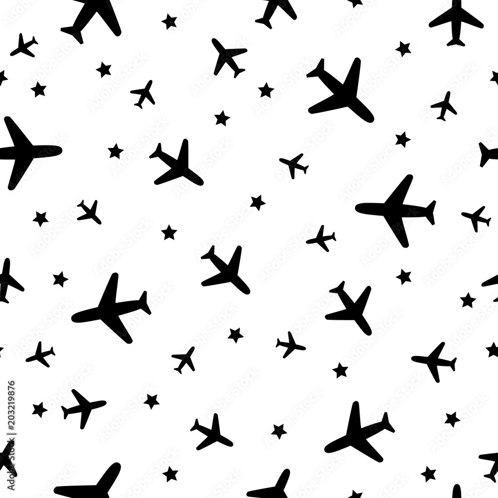 Airplane pattern. Plane seamless texture. Planes in the sky. Endless ...