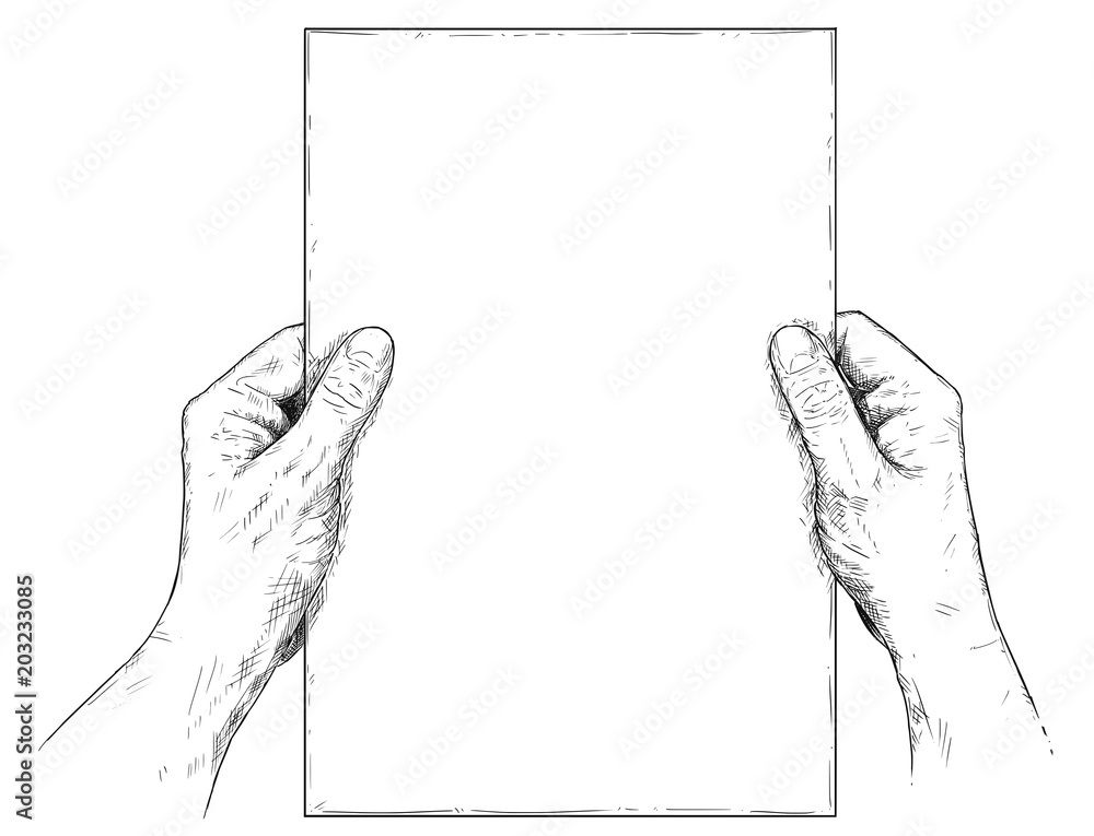 Vector artistic pen and ink drawing illustration of two hands holding ...