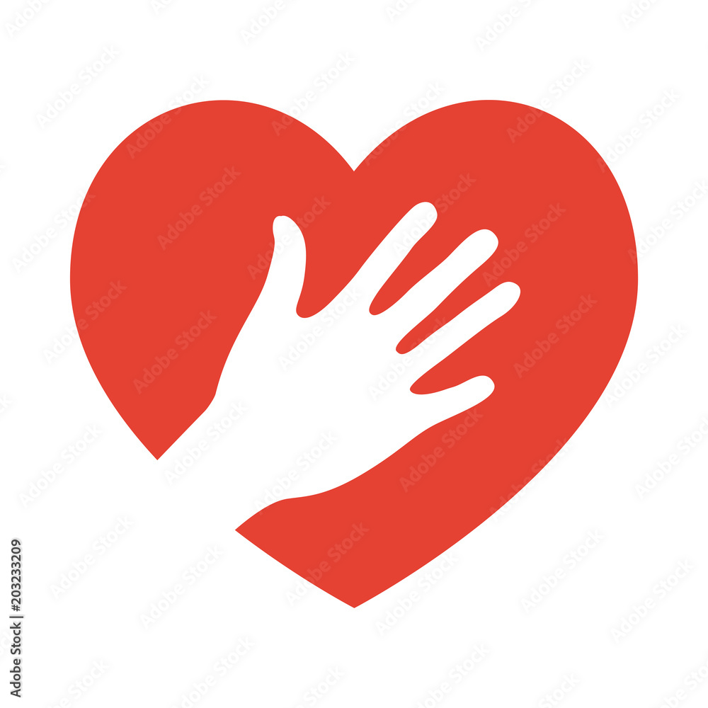 Herz mit Hand Stock-Vektorgrafik | Adobe Stock