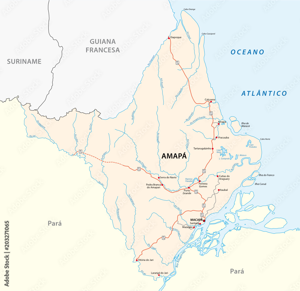 amapa road vector map Stock Vector | Adobe Stock