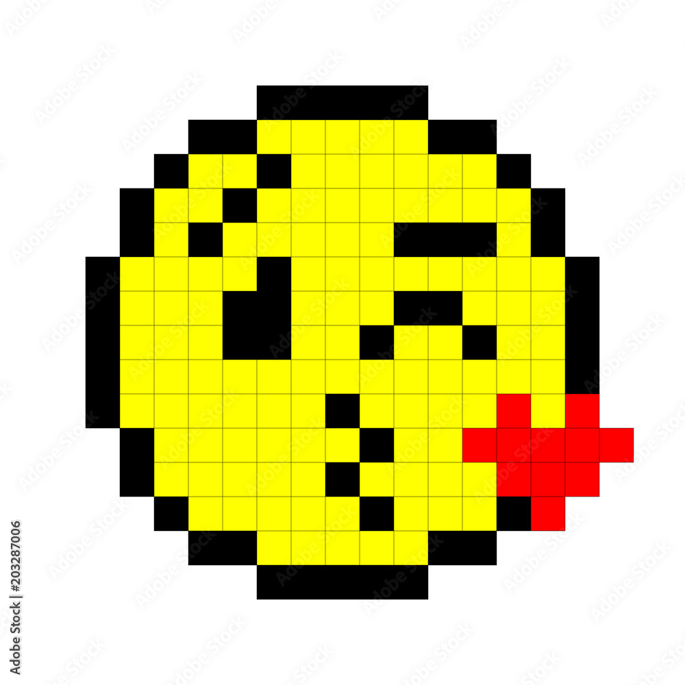 Pixel Art Smile Kissing Sticker With Shadow Stock Vector Adobe Stock Pixel Art Smile Kissing Sticker With Shadow Stock Vector Adobe Stock
