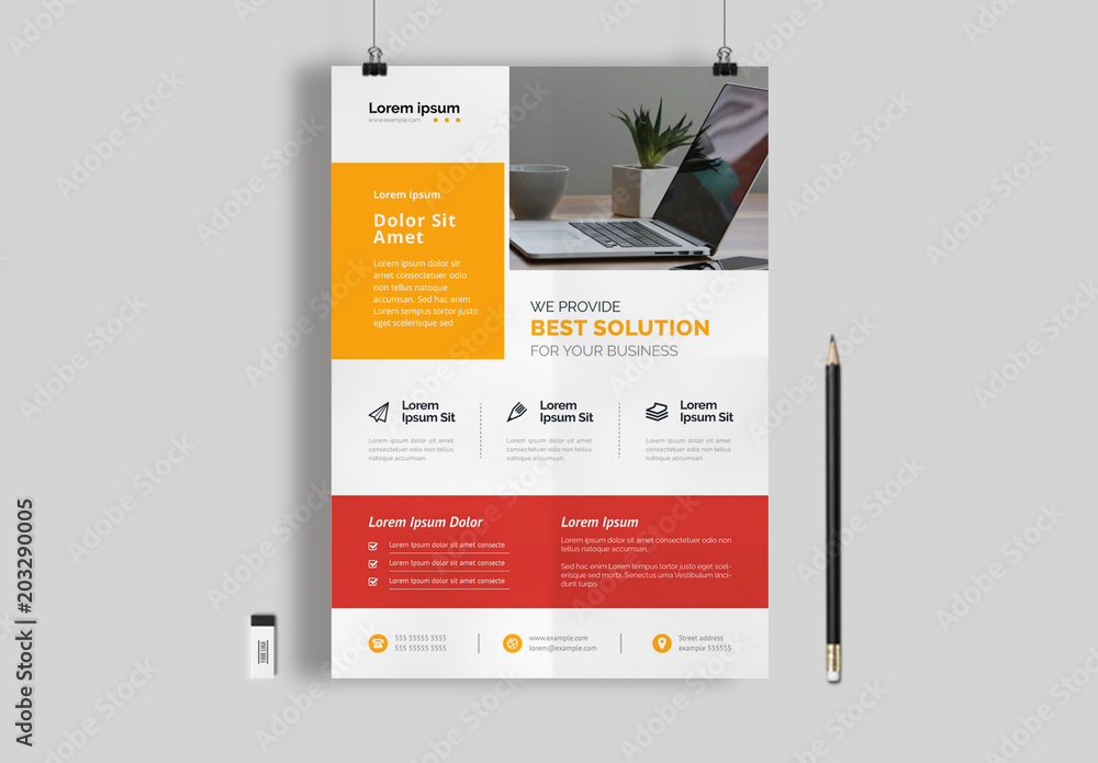 Flyer Layout with Large Photo Placement Area Stock Template | Adobe Stock