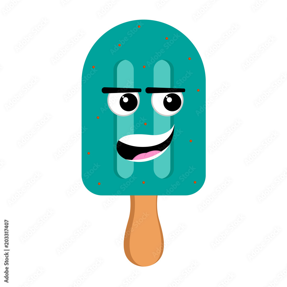 Happy popsicle emoticon Stock Vector | Adobe Stock