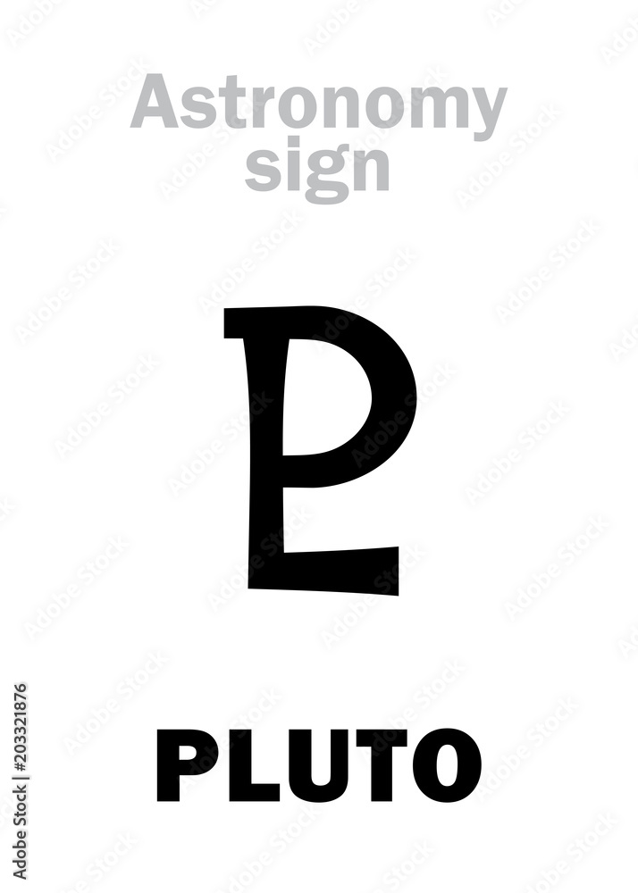 Astrology Alphabet: sign of PLUTO (PL), planetoid. Hieroglyphics ...