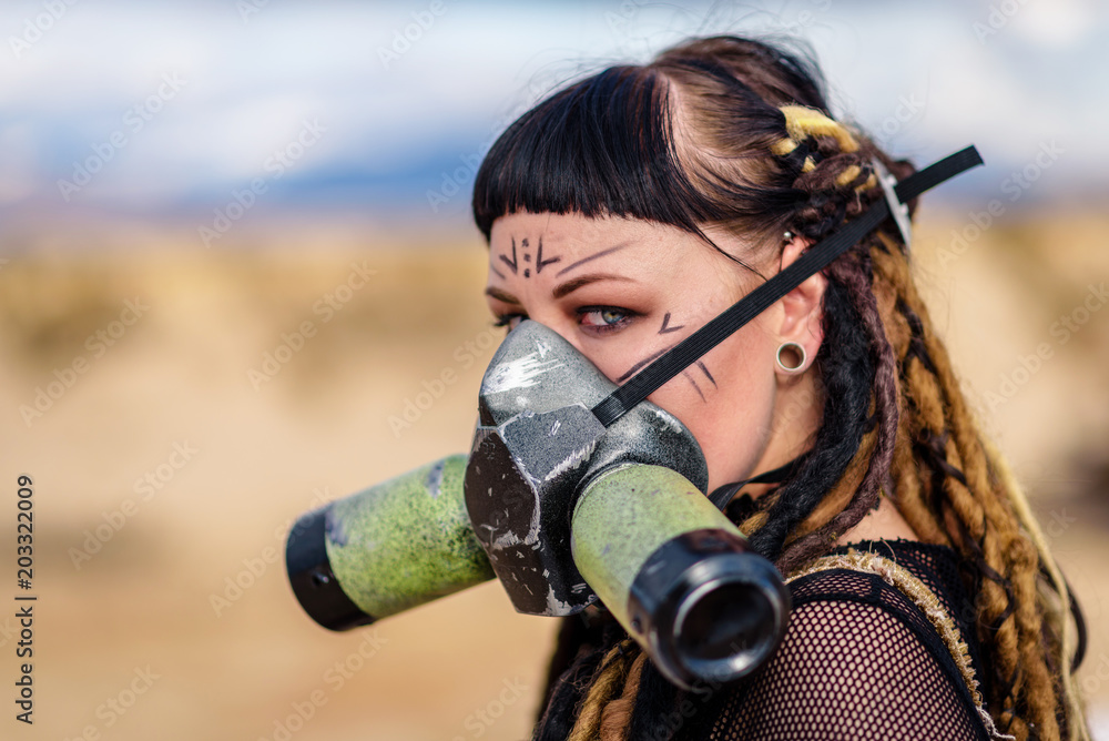 The Queen of the Apocalypse. A female militia soldier in a post ...
