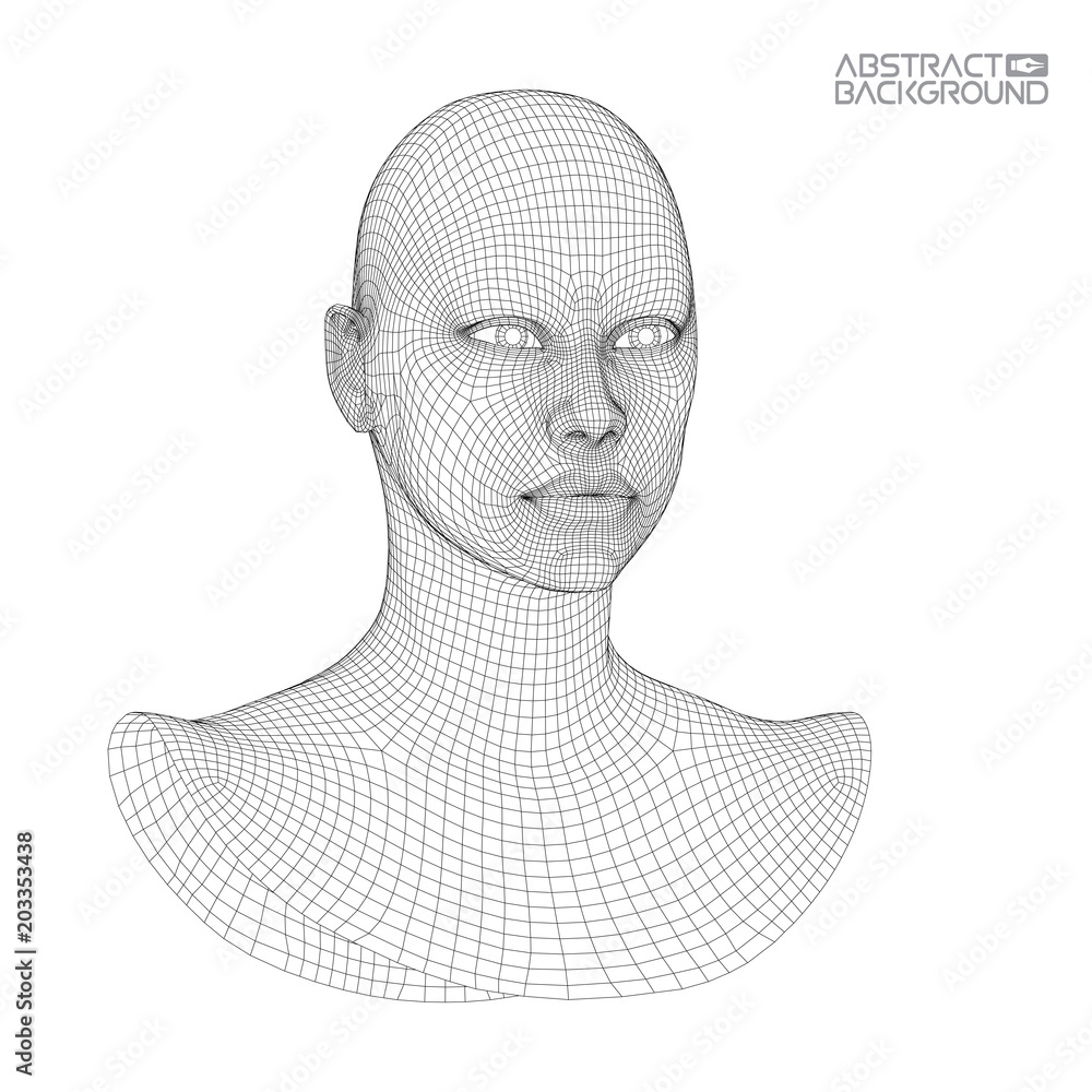 Ai digital brain. Artificial intelligence concept. Human head in robot ...