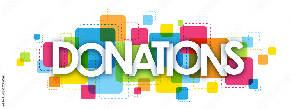 "DONATIONS" colourful letters banner Stock Vector | Adobe Stock