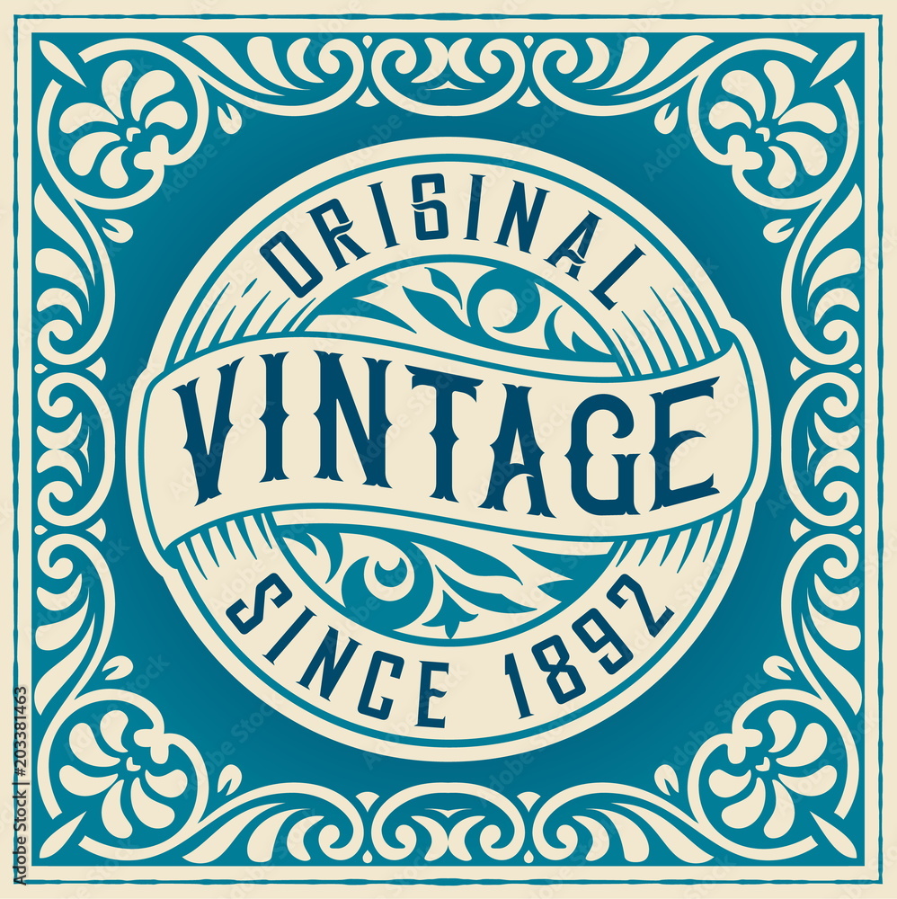 Old card design with floral frame Stock Vector | Adobe Stock