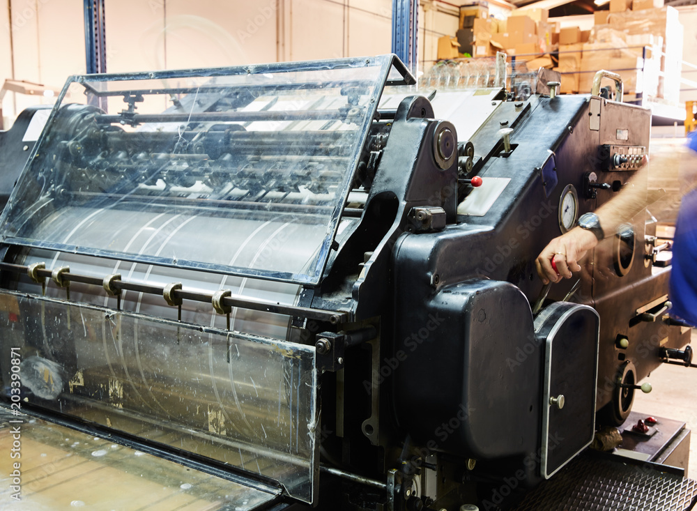 Printer lithography cylinder machine printing Stock Photo | Adobe Stock