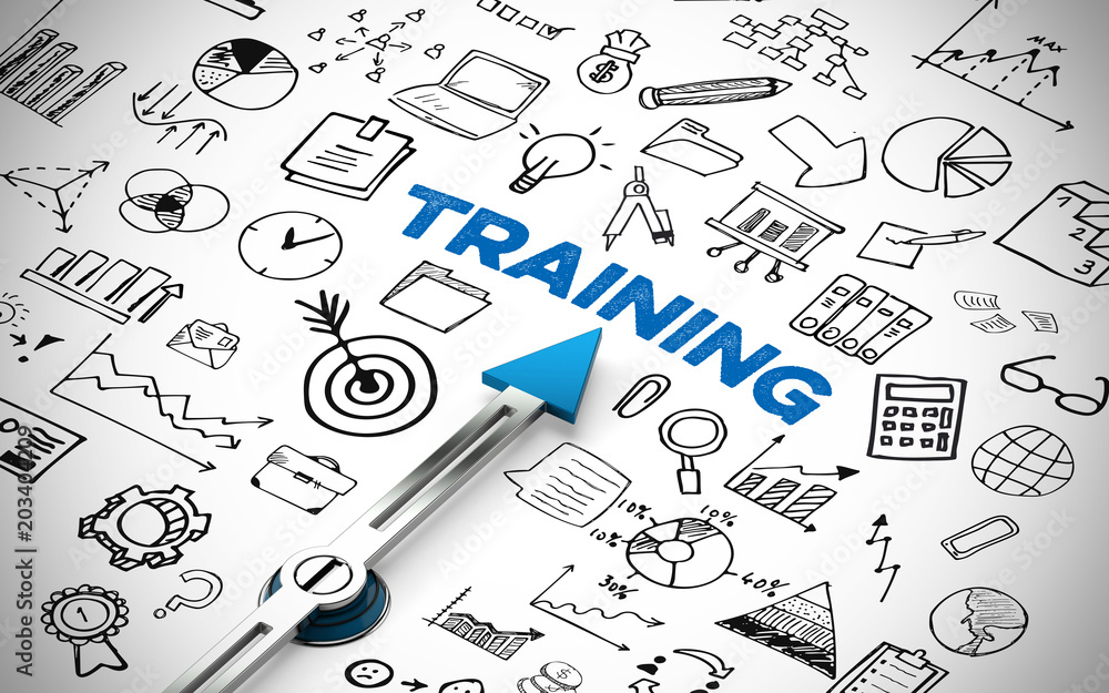 Englischer Slogan "training" (Schulung) als Ausbildung Konzept Stock ...