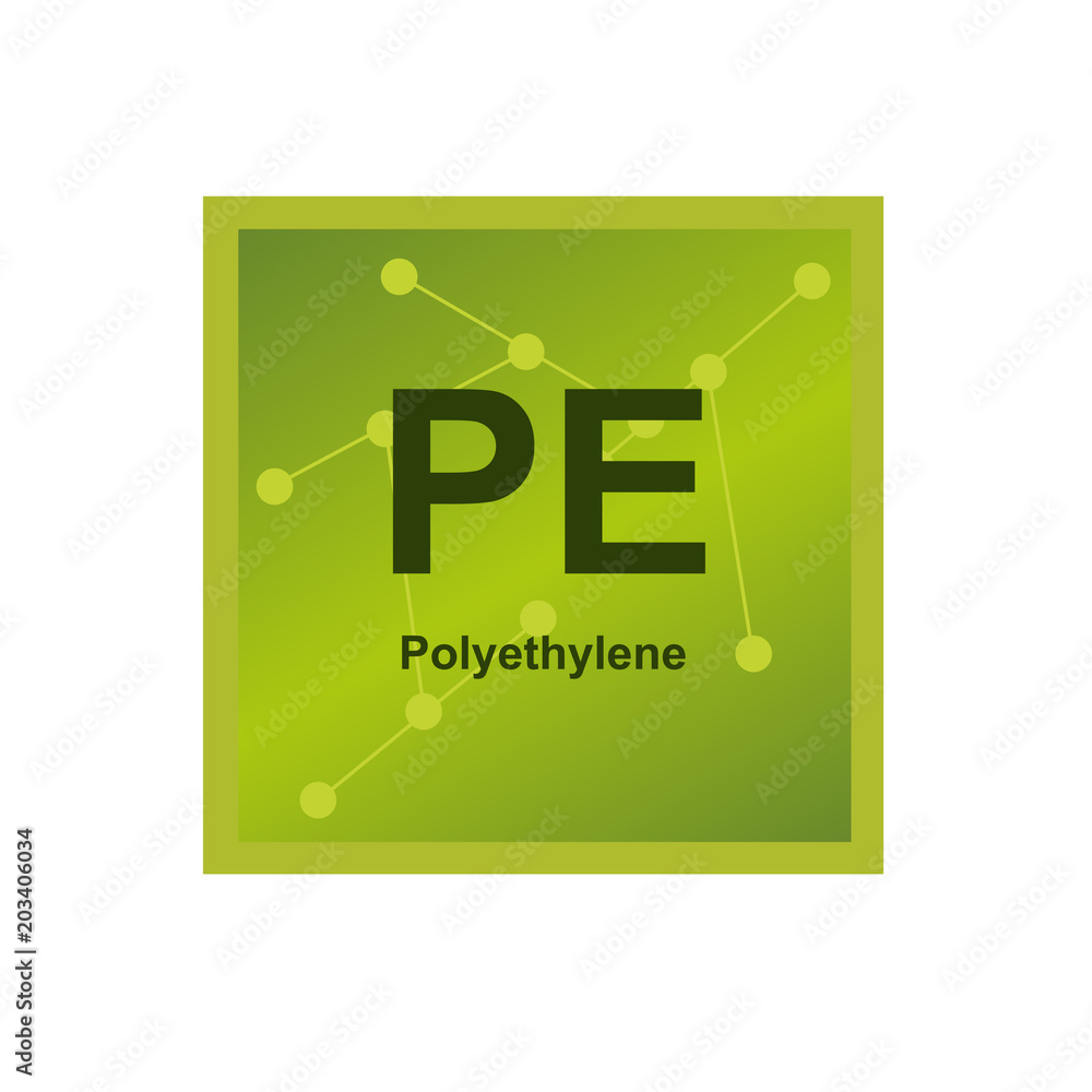 Vector symbol of Polyethylene (PE) polymer on the background from ...