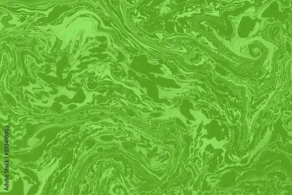 Suminagashi marble texture hand painted with light green ink. Digital ...