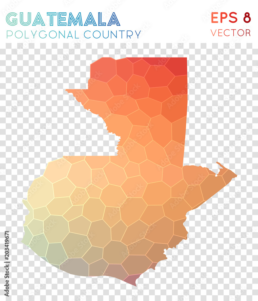 Guatemala polygonal map, mosaic style country. Incredible low poly ...