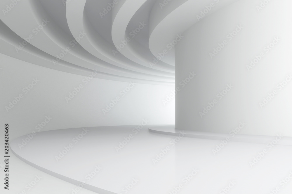 3d illustration. White abstract three-dimensional composition. Long ...