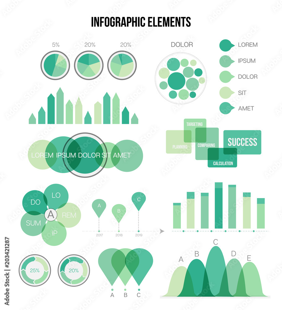 Eco Nature Green Infographic Vector Flowchart, Rate Elements Set ...