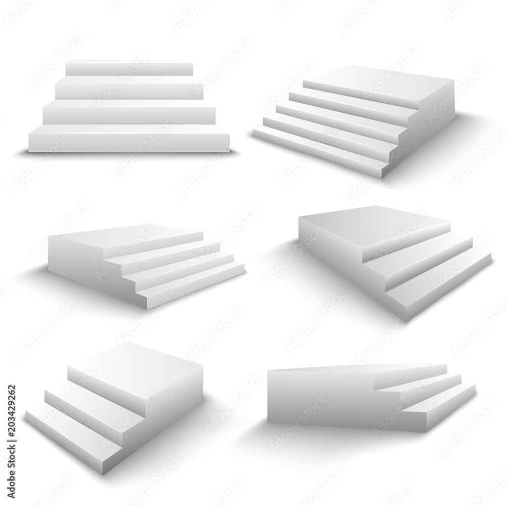 Stairs 3D Realistic Set Stock Vector | Adobe Stock