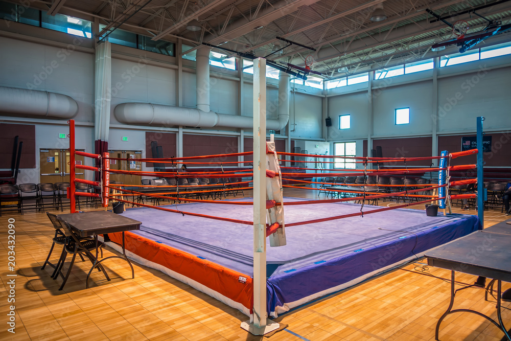 boxing ring arena in gym before action Stock Photo | Adobe Stock