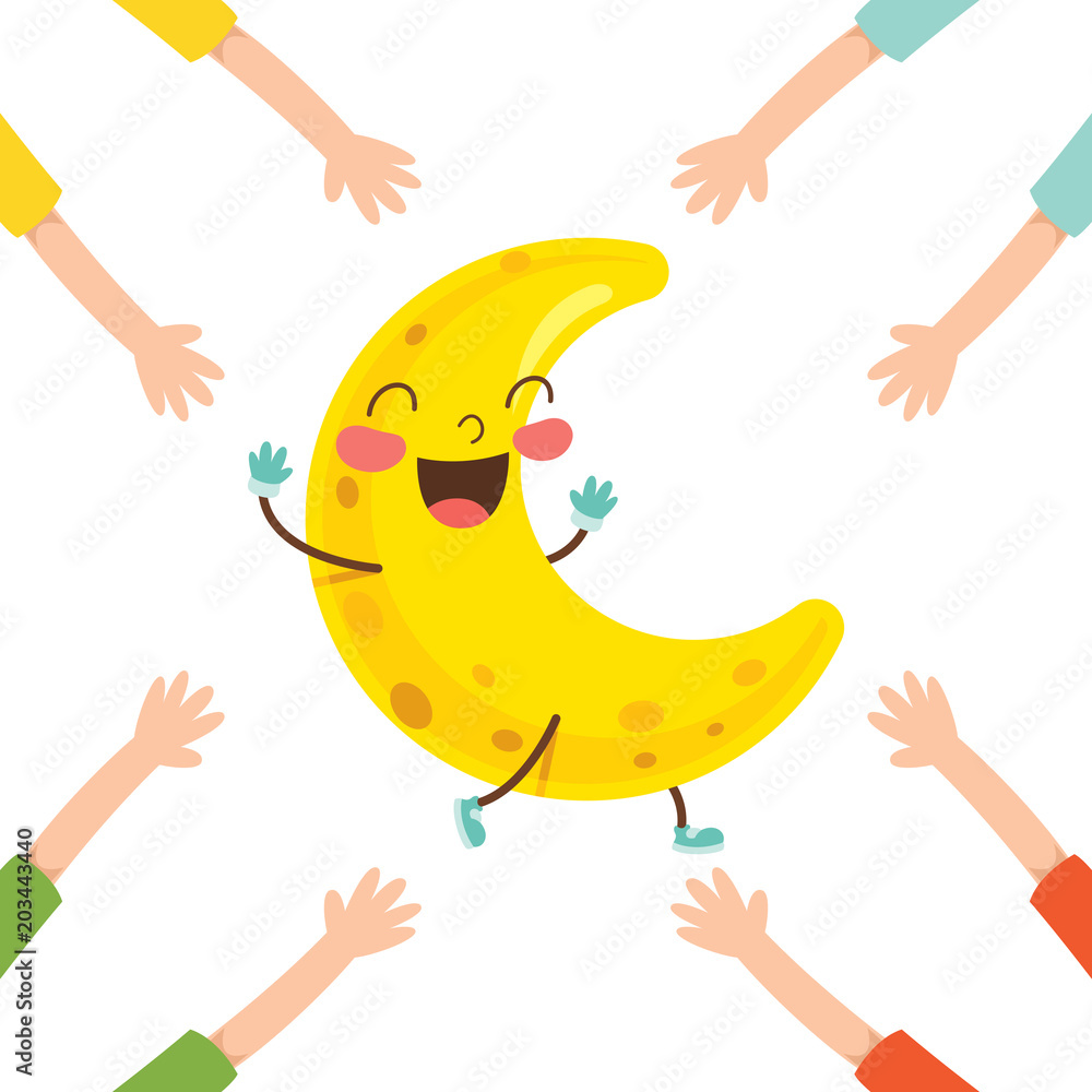 Vector Illustration Of Cartoon Moon Stock Vector | Adobe Stock