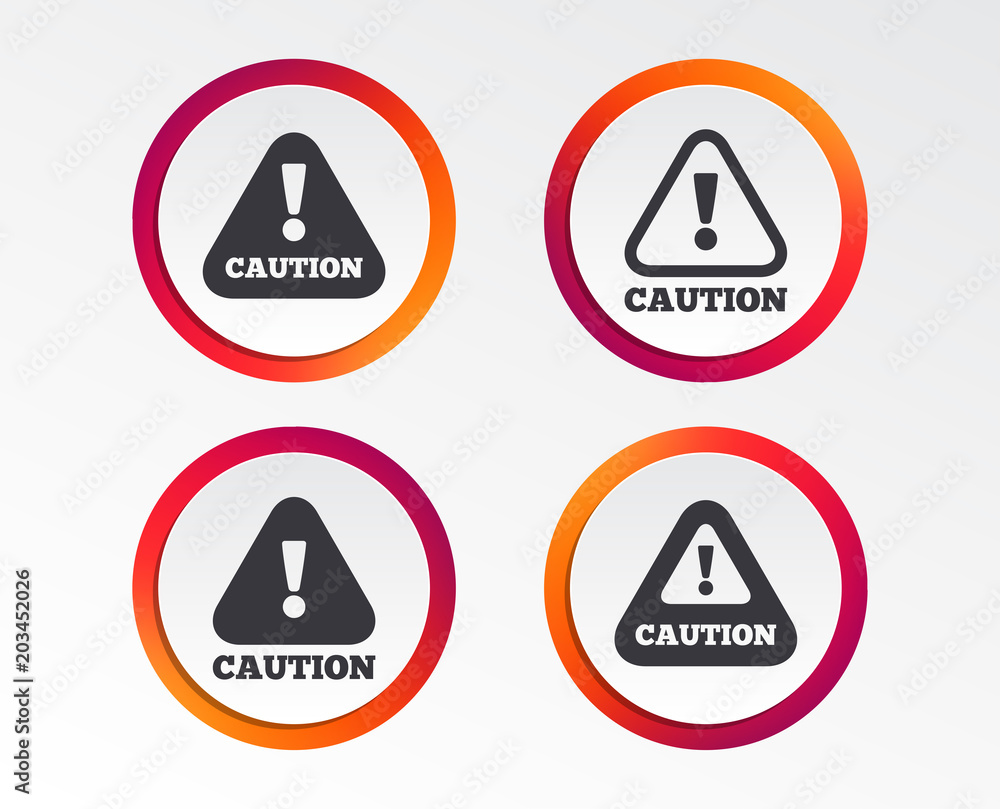 Attention caution icons. Hazard warning symbols. Exclamation sign ...