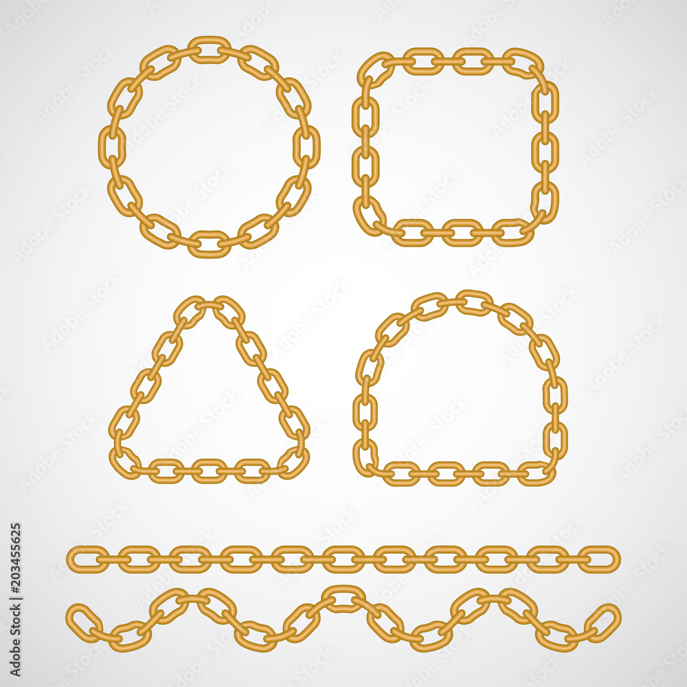 Golden chain brush design to create frames, dividers, decorative shapes ...