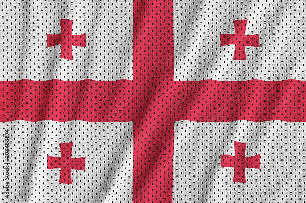 Georgia flag printed on a polyester nylon sportswear mesh fabric with ...