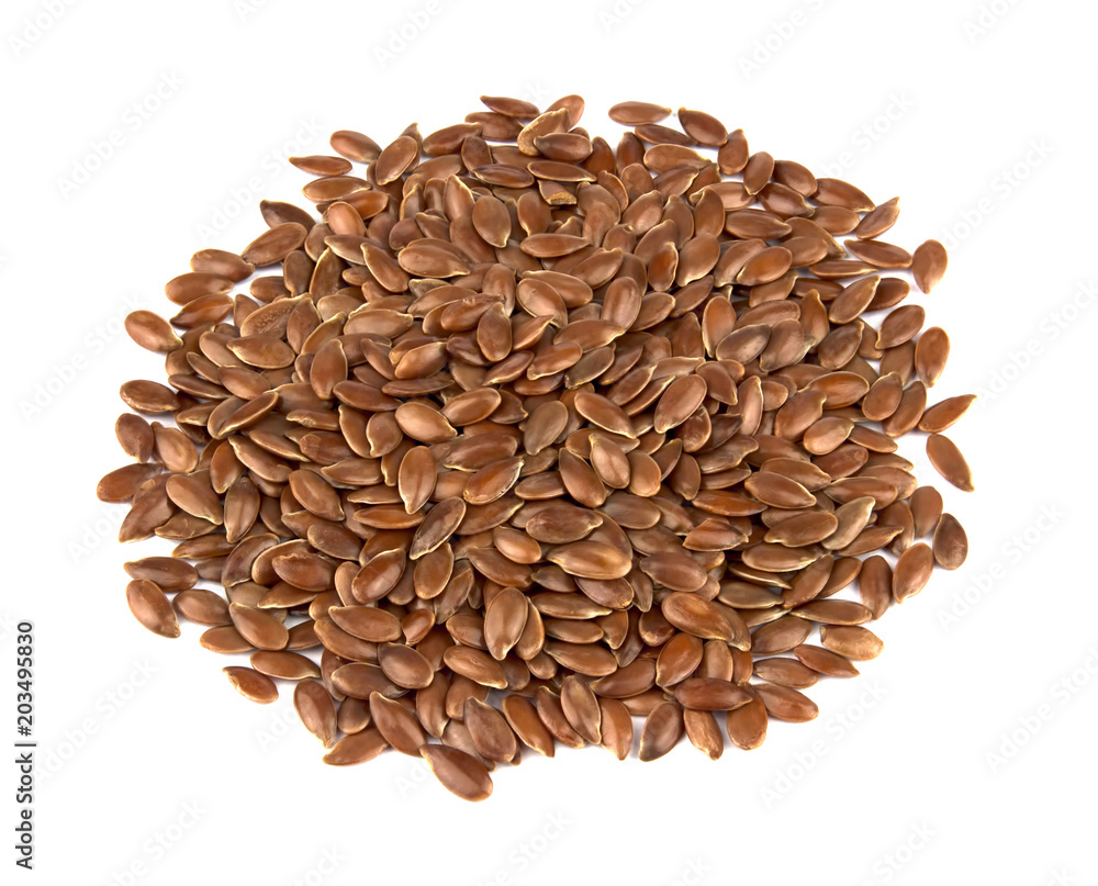 Linseed on a white background. Also known as Linseed, Flaxseed and ...