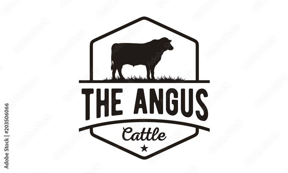 Retro Vintage Cattle Angus Beef Emblem Label Livestock logo design ...