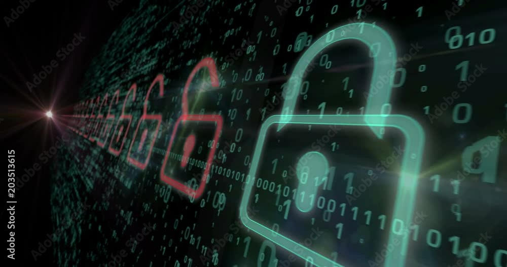 Cyber security background. New seamless looping animation with closing ...