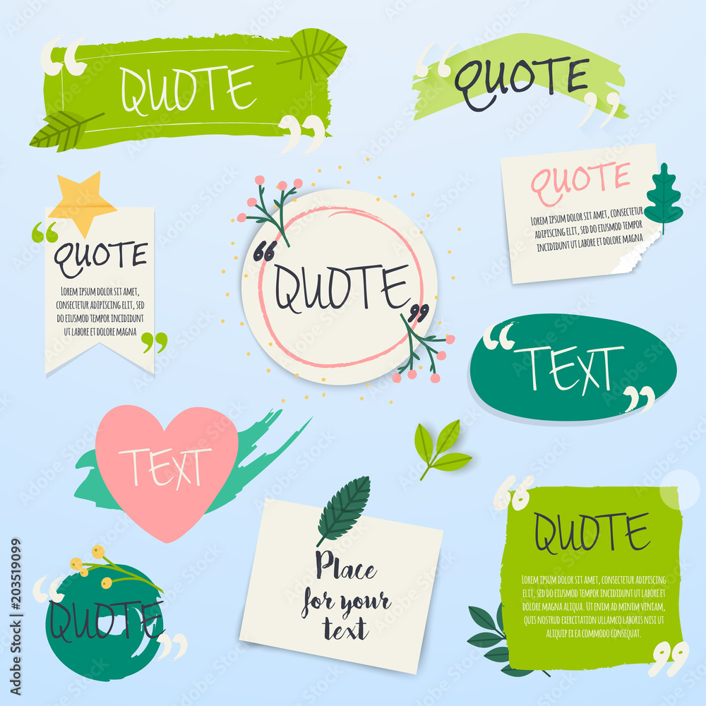 Quote blank template. Creative quote text template with green leaf ...