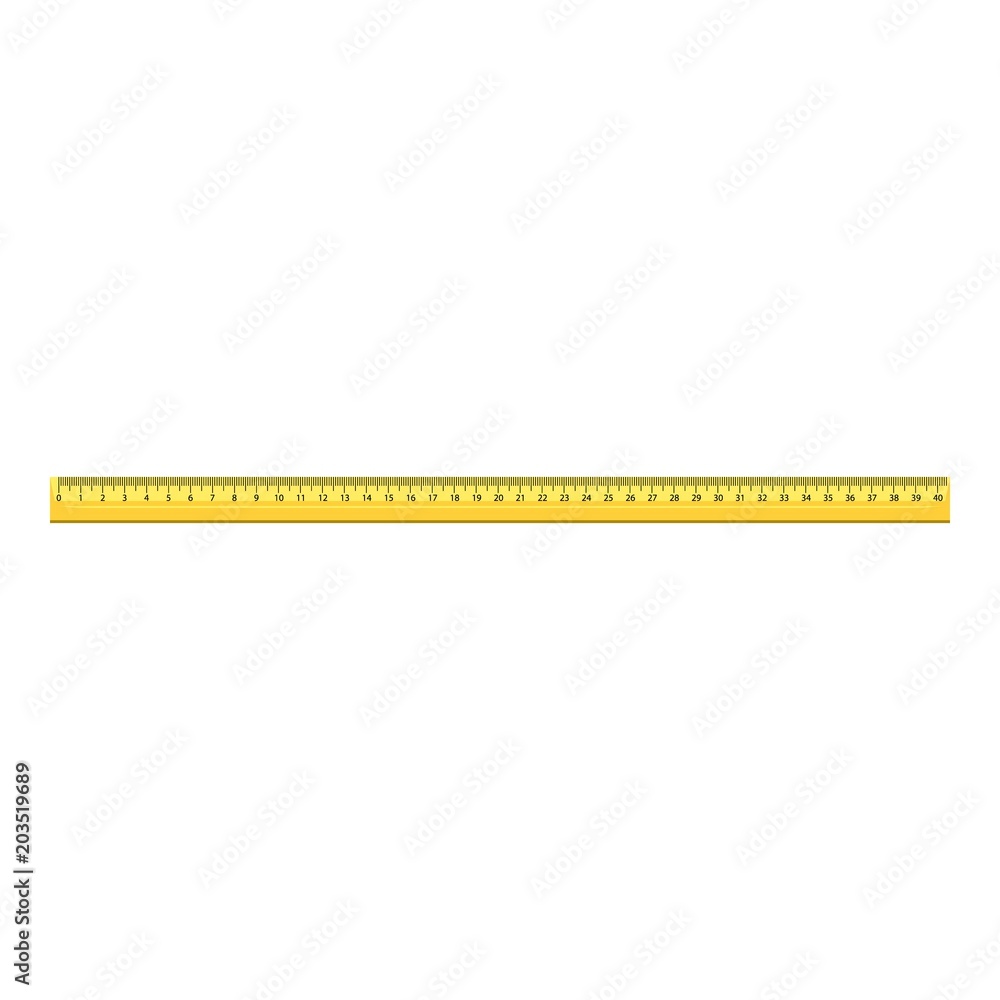40 cm wood ruler icon. Realistic illustration of 40 cm wood ruler ...