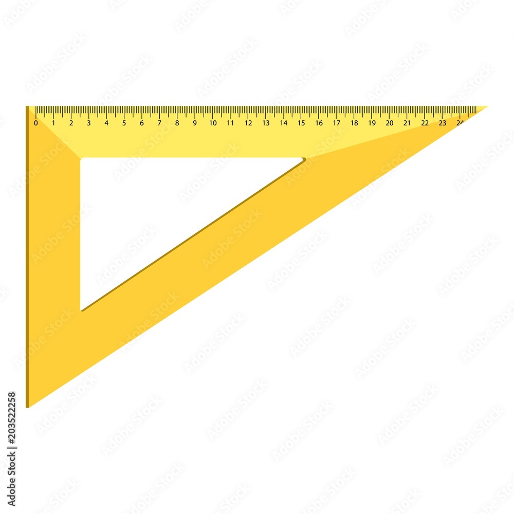 Triangle ruler icon. Realistic illustration of triangle ruler vector ...