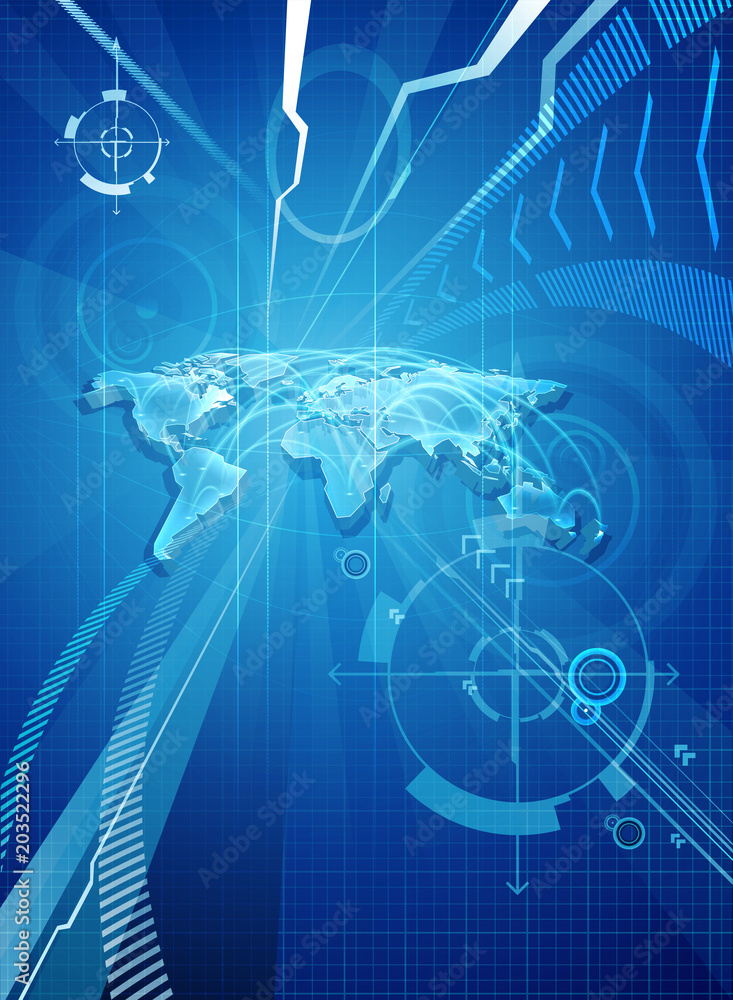 World Map Blue Business Background Stock Vector | Adobe Stock